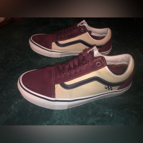Vans | Shoes | Vans Pop Cush Old Skool Maroon Tan In Mens Size 9 | Poshmark